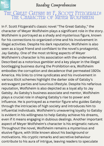 The Great Gatsby by F. Scott Fitzgerald: The Character of Meyer ...