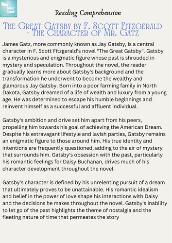 The Great Gatsby by F. Scott Fitzgerald - The Character of Mr. Gatz ...