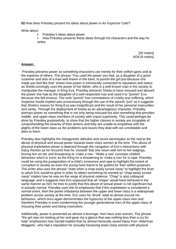 GCSE GRADE 9 ENGLISH LIT ESSAY AN INSPECTOR CALLS | Teaching Resources GCSE GRADE 9 ENGLISH LIT ESSAY AN INSPECTOR CALLS | Teaching Resources