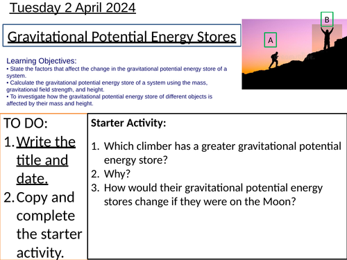 GCSE Physics Gravitational Potential Energy: Complete Lesson | Teaching ...