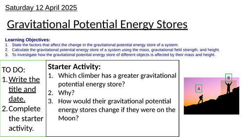 AQA GCSE Combined Science Physics: Gravitational Potential Energy ...