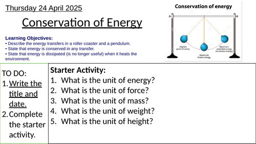 AQA GCSE Combined Science Physics: Conservation of Energy: Complete ...