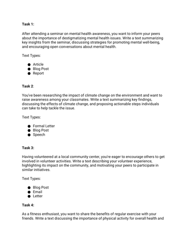 English B - Writing Paper Questions | Teaching Resources