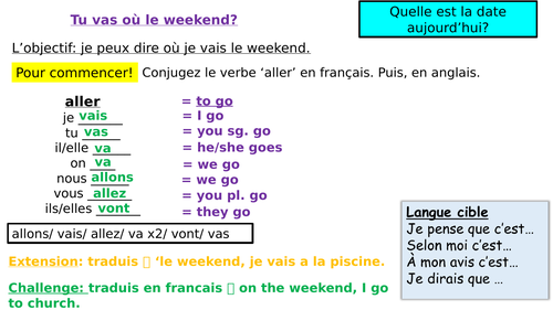 Tu vas ou le weekend Studio 1 | Teaching Resources