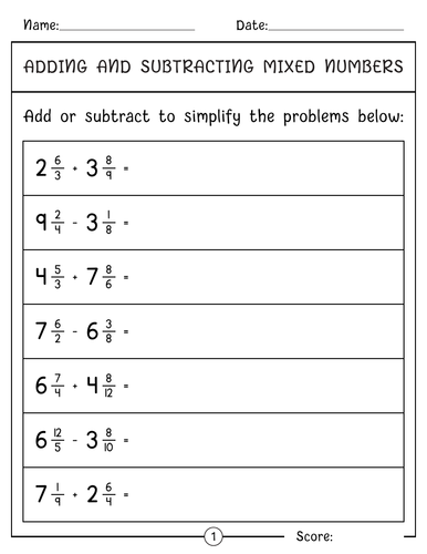 Adding And Subtracting Mixed Fractions with Different Denominators ... Adding And Subtracting Mixed Fractions with Different Denominators ...