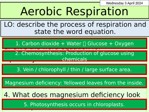 KS3 Biology: Aerobic Respiration | Teaching Resources