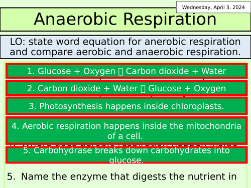 KS3 Biology: Anaerobic Respiration | Teaching Resources