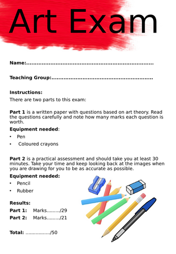 Art Baseline Exam | Teaching Resources