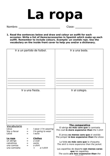 La ropa booklet | Teaching Resources