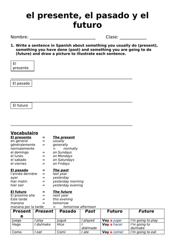 Present, past and future booklet in Spanish | Teaching Resources