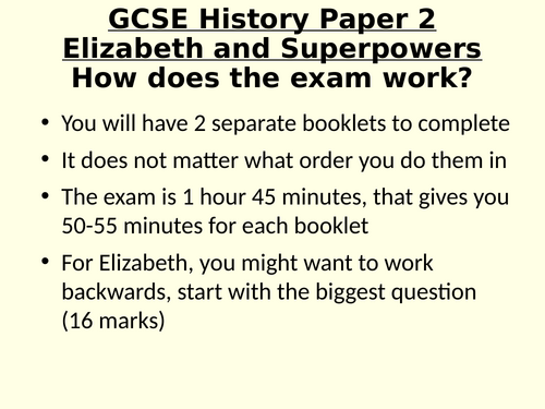 Edexcel / Pearson GCSE History Paper 2 Superpowers and Elizabeth Pre ...