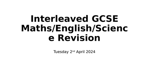 GCSE Maths/Science/English Interleaved Revision | Teaching Resources