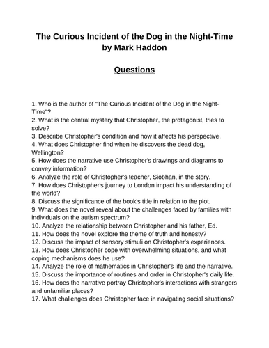 The Curious Incident of the Dog in the Night-Time. 40 Reading ...