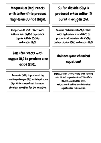 Word & Chemical Equations - Quick on the Draw | Teaching Resources