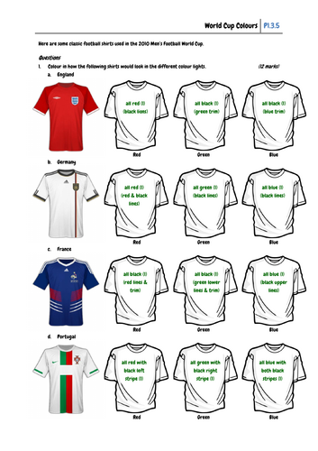 World Cup Colours Worksheet | Teaching Resources