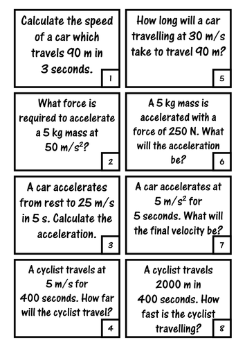 Forces & Motion Calculations Game | Teaching Resources