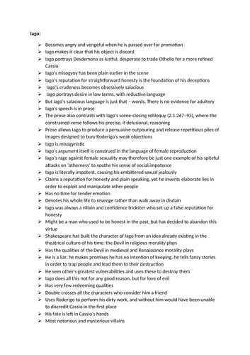 Othello character analysis | Teaching Resources