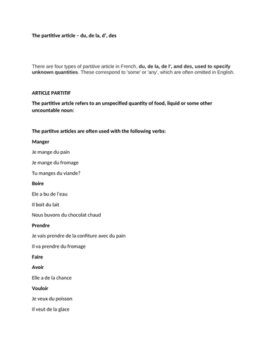 GCSE French revision of the partitive article: how to say 'some' or ...