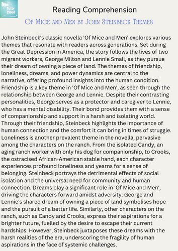 Of Mice and Men by John Steinbeck Themes | Teaching Resources