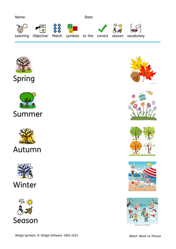 Season matching worksheet | Teaching Resources