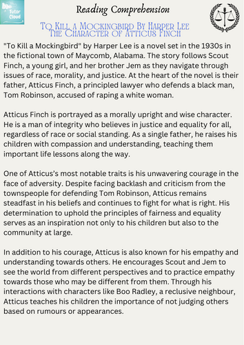 Characterization Worksheet For Harper Lees To Kill A Mockingbird