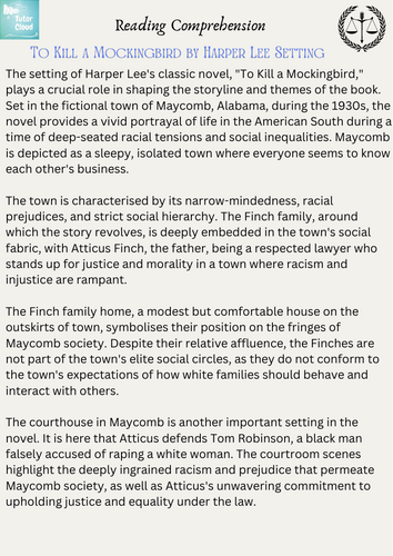 To Kill a Mockingbird by Harper Lee Setting | Teaching Resources