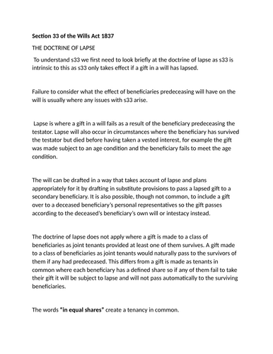 Studying Law: Wills Probate Inheritance: s33 Wills Act 1837 as amended ...