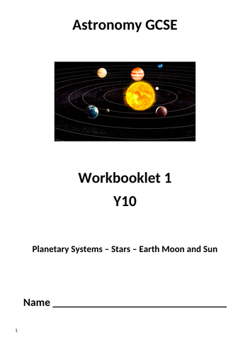 Astronomy GCSE Workbooklet - Planetary Systems and Stars | Teaching ...