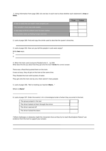 The boy at the back of the class- Reading comprehension questions ...