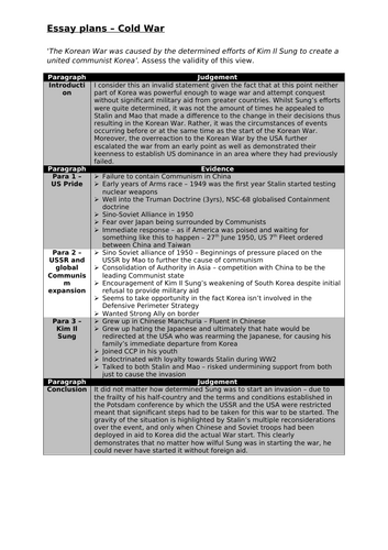 cold war aqa a level essay plans | Teaching Resources