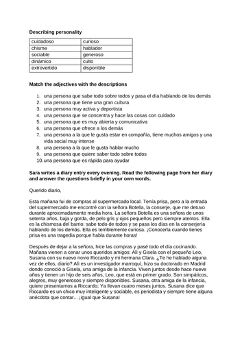 Spanish adjectives to describe personality/ appearance | Teaching Resources