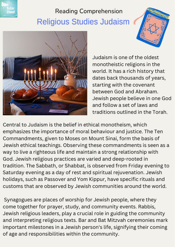 Religious Studies – Judaism – Reading Comprehension | Teaching Resources