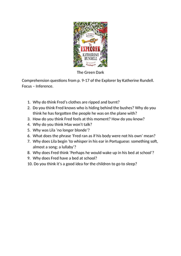 The Explorer Comprehension Questions Interference Focus | Teaching ...
