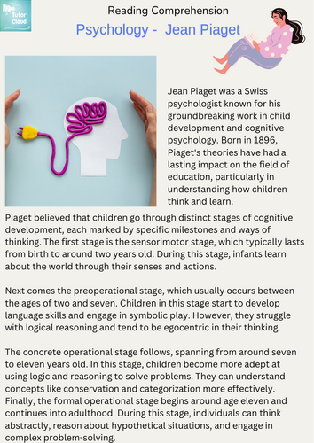 Psychology - Jean Piaget – Reading Comprehension | Teaching Resources