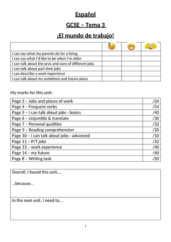 Spanish GCSE - world of work - BOOKLET | Teaching Resources