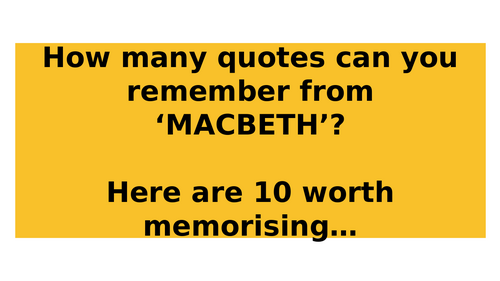 GCSE Macbeth Quotes: Dual Coding | Teaching Resources