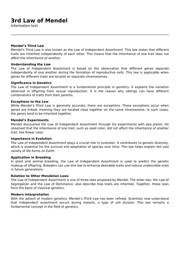 The worksheet consists of an information text. Based on this text ...