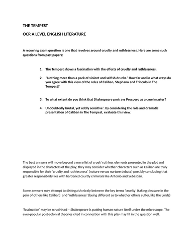 A level English Literature: the theme of cruelty and ruthlessness in ...