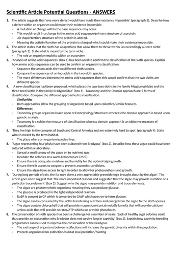 Edexcel (SNAB) Article 2024 Sample Questions | Teaching Resources