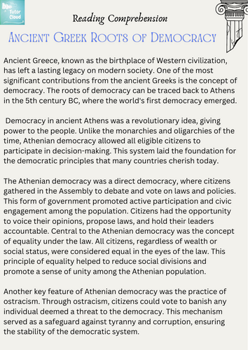 Ancient Greek Roots of Democracy – Reading Comprehension | Teaching ...