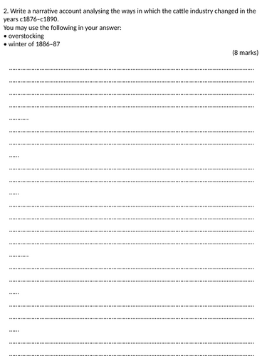 Edexcel History GCSE Exam Questions - Paper 2 American West | Teaching ...