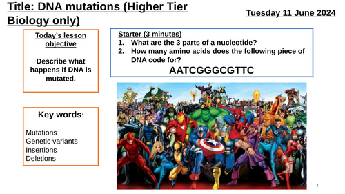 AQA GCSE Biology "Lesson 4 - DNA Mutations" BIO HT ONLY (Inheritance ...