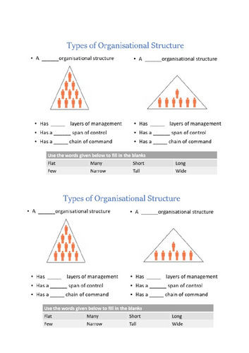GCSE Organisational Structures | Teaching Resources