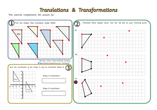 Translations & Transformations Worksheet | Teaching Resources