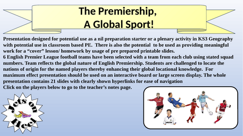 Premiership, the Global Game | Teaching Resources