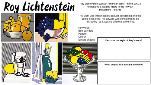ART- Roy Lichtenstein worksheet artist copy activity | Teaching Resources