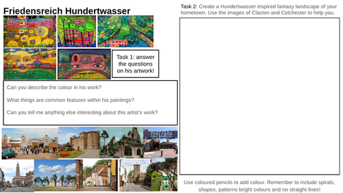 ART- Hundertwasser artist worksheet activity | Teaching Resources