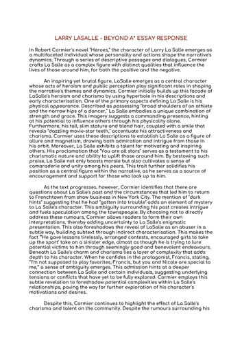LARRY LASALLE - BEYOND A* ESSAY [HEROES] | Teaching Resources