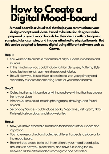 How to Create a Digital Mood-board Handout | Teaching Resources