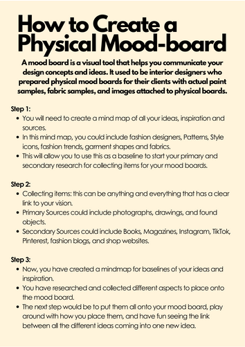 How to Create a Physical Mood-board Handout | Teaching Resources